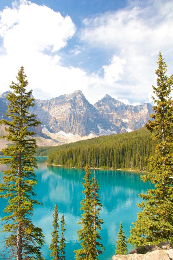 Moraine Lake vertical view stock image. Image of glacier - 34964123