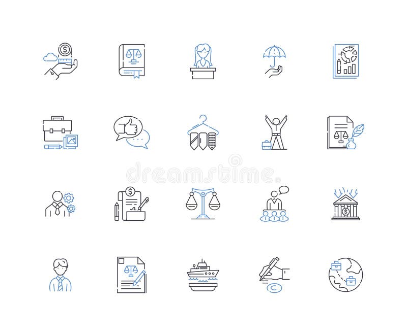 Moral Rights Line Icons Collection. Dignity, Ownership, Integrity ...
