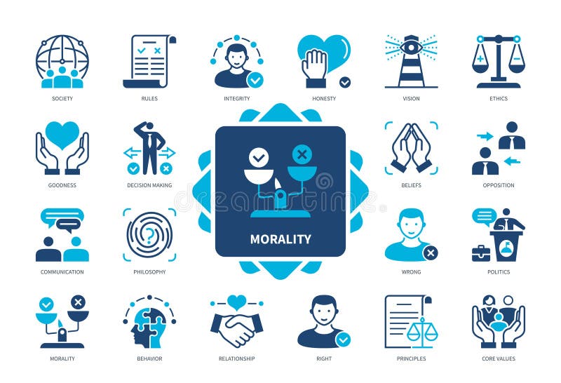 Morality solid icon set stock illustration. Illustration of choice ...