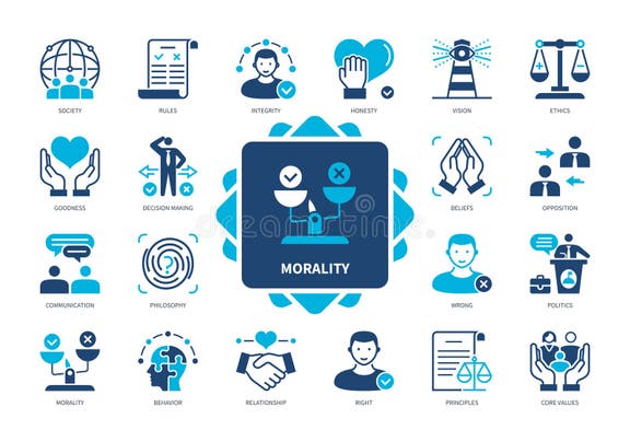 Morality solid icon set stock illustration. Illustration of choice ...