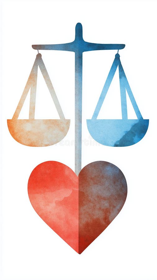 Morality Symbolized by a Heart and Scales , Silhouette with Ethical ...