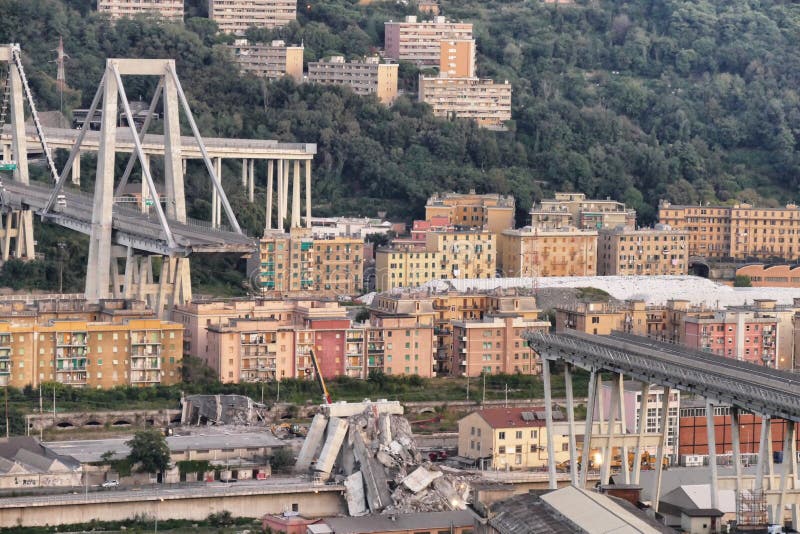 Morandi Bridge Collapsed on August 14 in Genoa Italy Editorial Image ...
