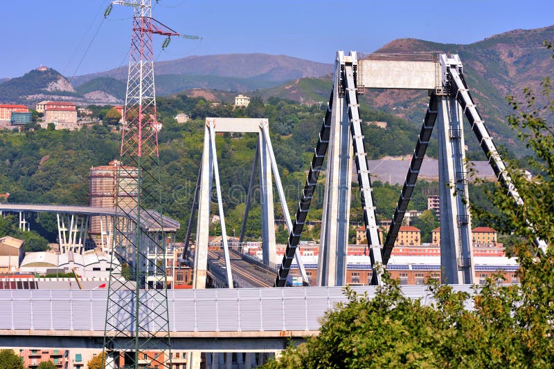 Morandi Bridge Genoa Italy editorial image. Image of failure - 124343330