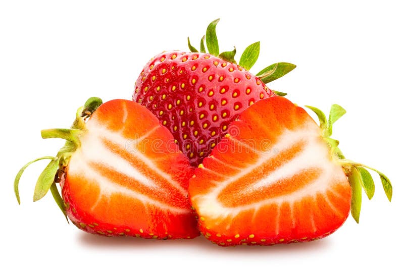 Morango fatiado imagem de stock. Imagem de três, isolado - 204847567