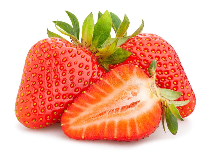 Morango fatiado imagem de stock. Imagem de três, isolado - 204847567