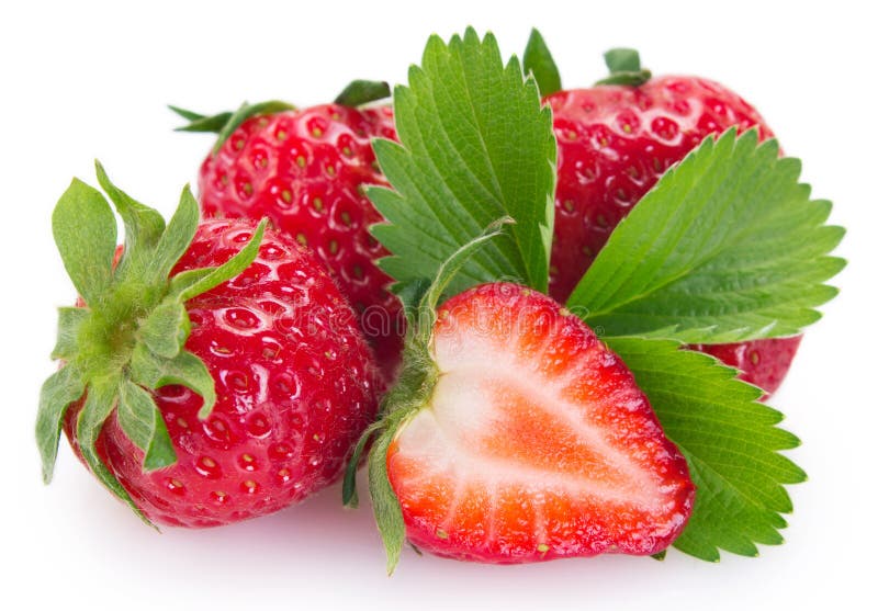 Morango Fresca No Fundo Branco Imagem de Stock - Imagem de fundo, folha ...