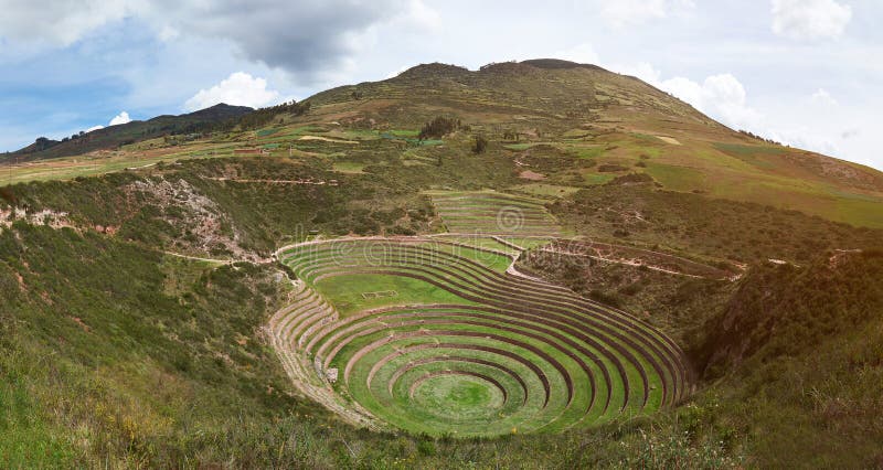 Moray circular terraces stock image. Image of landscape - 91949615