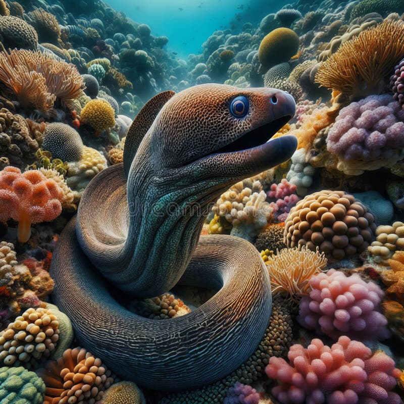 Moray Eel Reef an Intricate Coastal Reef Features a Sinuous Mo Stock ...