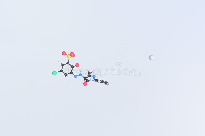 Mordant Red 19 Molecule Made with Balls, Isolated Molecular Model. 3D ...