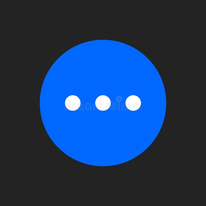 More, Additional Options and Info Isolated Button. 3 White Dots on Blue ...