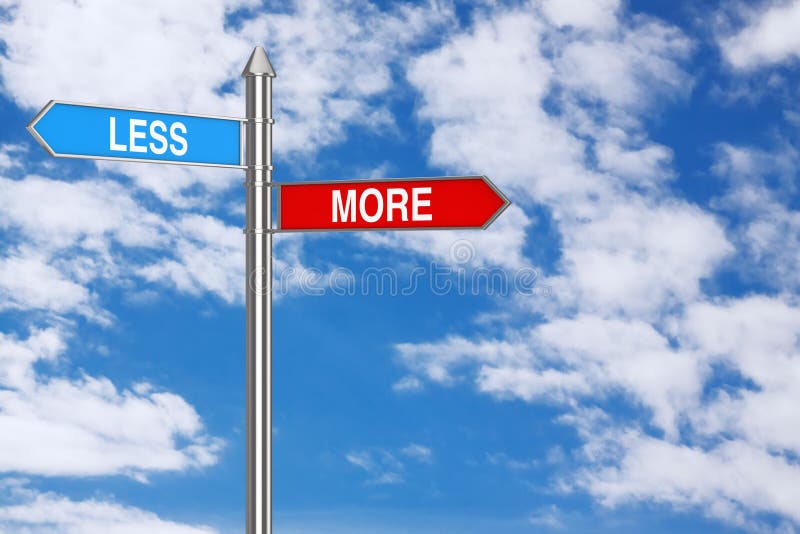 Less and More Direction Arrows Road Sign. 3d Rendering Stock ...