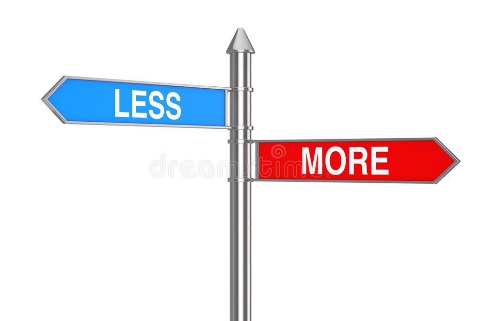 Less and More Direction Arrows Road Sign. 3d Rendering Stock ...