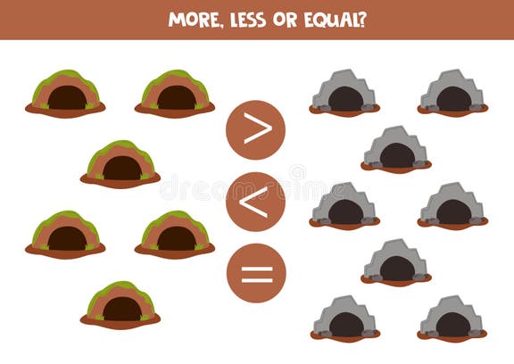 More, less or Equal with Cartoon Animal Dens Stock Vector ...