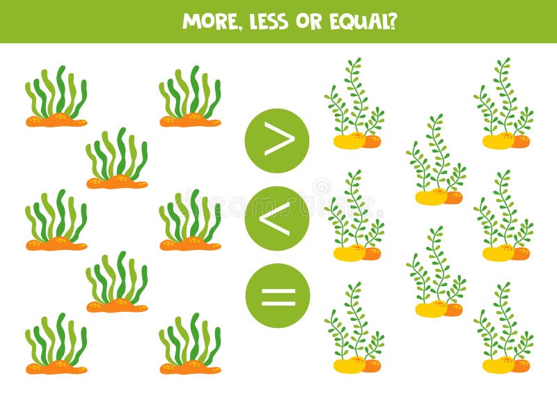 More, less or Equal with Cartoon Sea Weeds Stock Illustration ...