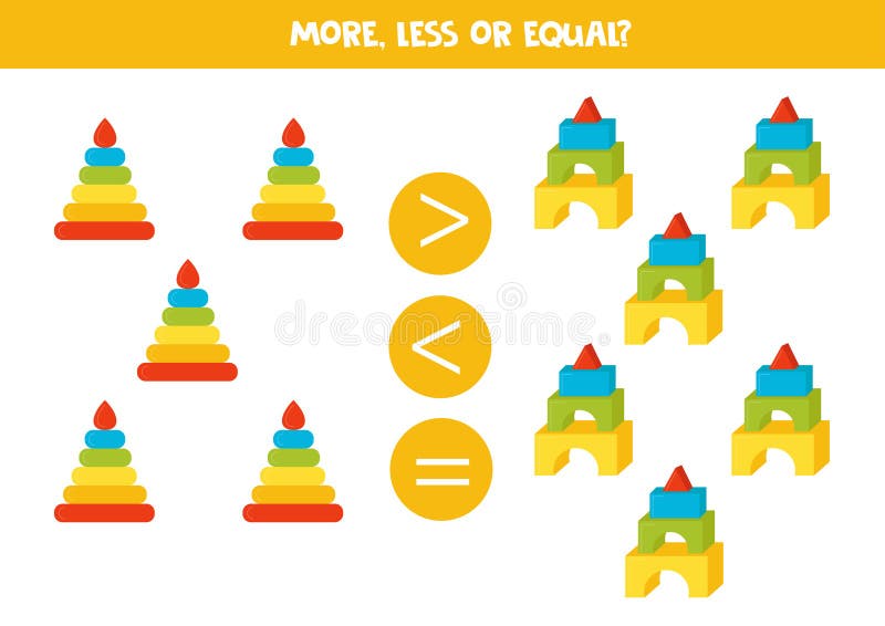 More less Equal Worksheet stock vector. Illustration of activities - 232911716