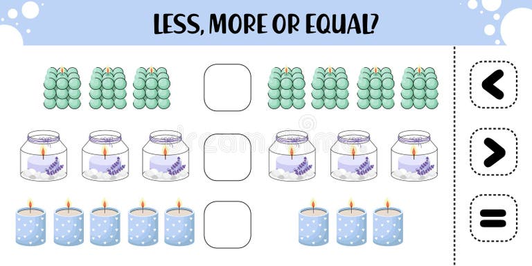 Less, More or Equal? Fun Preschool Math Worksheet for Comparing ...