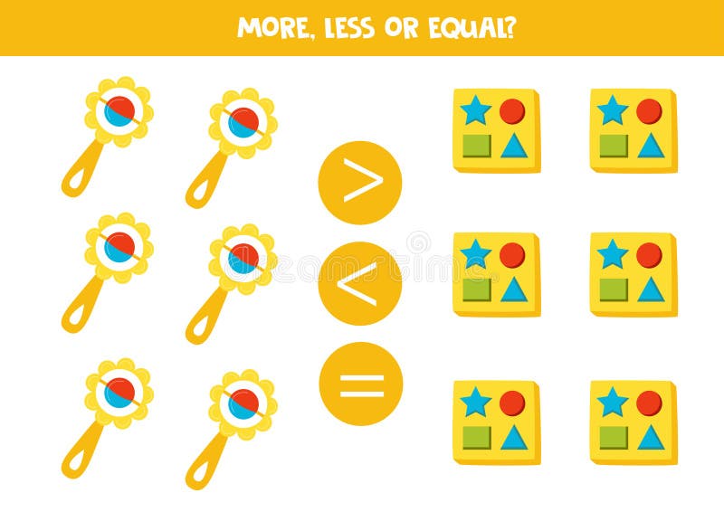 More, less, Equal with Toy Rattles and Sorters. Math Game for Kids ...