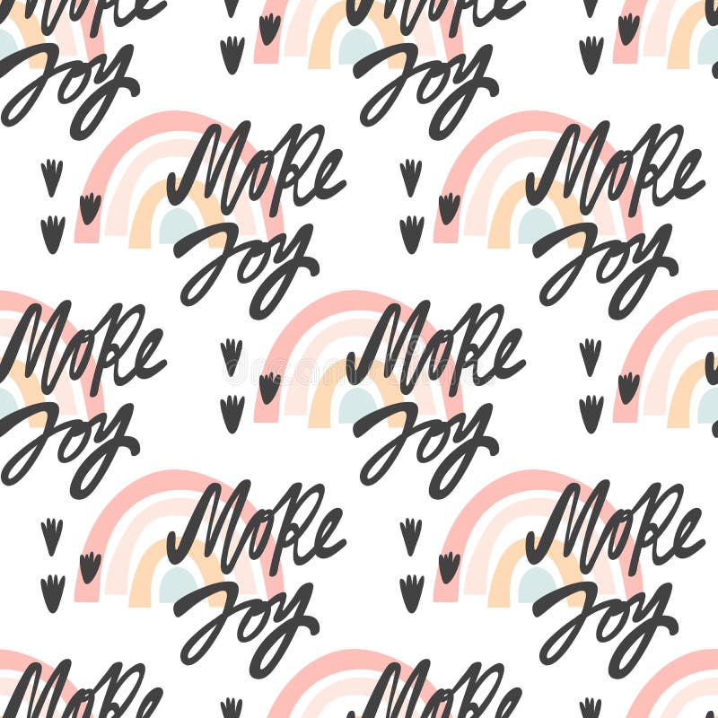 More Joy Seamless Pattern. Handwritten Vector Lettering Stock Vector ...