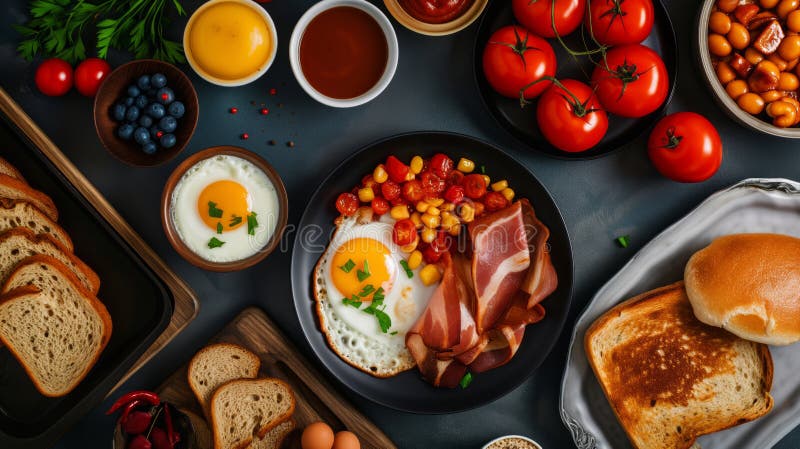 And More - Loaded Breakfast Spread Stock Image - Image of variety ...