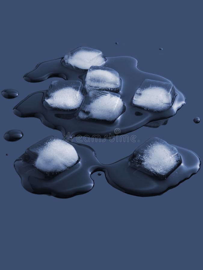 Almost Melted Ice Cubes on Grey-blue Background Stock Photo - Image of ...