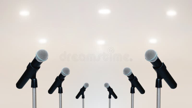 More Microphones on the Stand for Public Speaking Stock Image - Image ...