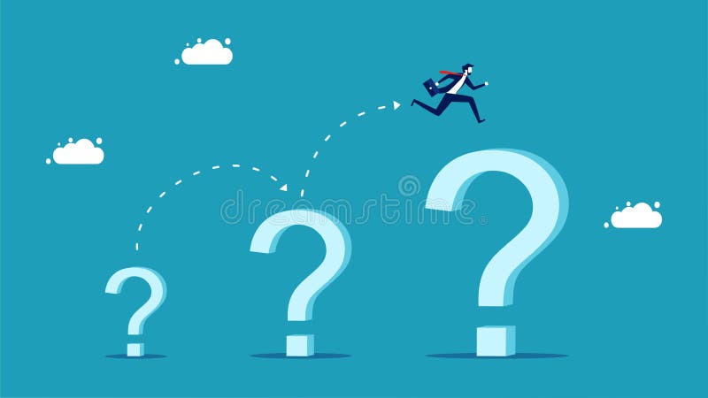 More Problems. Businessman Runs on a Growing Question Mark Stock Vector ...