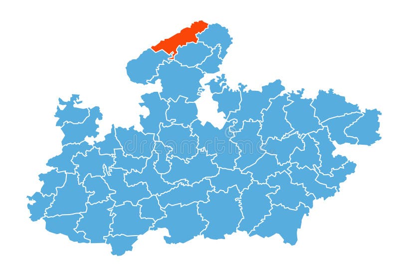 Morena District Map Highlighted on Madhya Pradesh State Map Stock ...