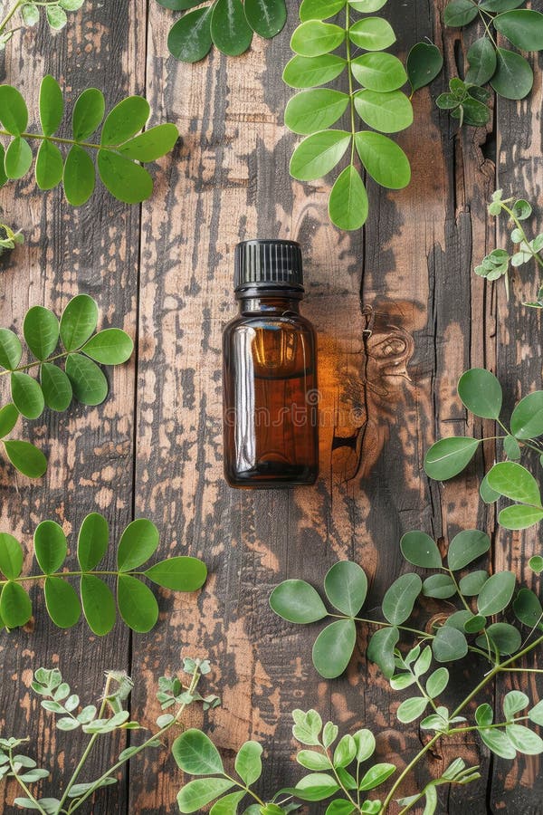 Moringa Essential Oil in a Bottle. Selective Focus Stock Photo - Image ...