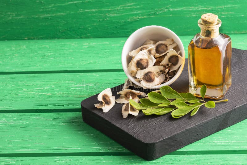 Moringa Oil, Leaves and Seeds - Moringa Oleifera Stock Image - Image of ...