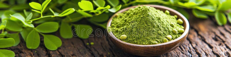 Moringa and Powder on Nature Background. Stock Photo - Image of leaf ...