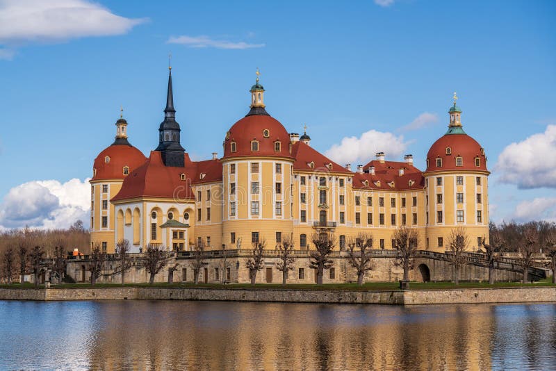 Moritzburg Castle, Located on Lake, Reflection of the Lake in Water, a ...