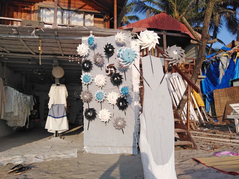 Clothes Shop in Morjim Beach, Goa, India. Editorial Photography - Image ...