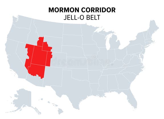 Mormon Corridor of the United States, Jell-O Belt, Political Map Stock ...