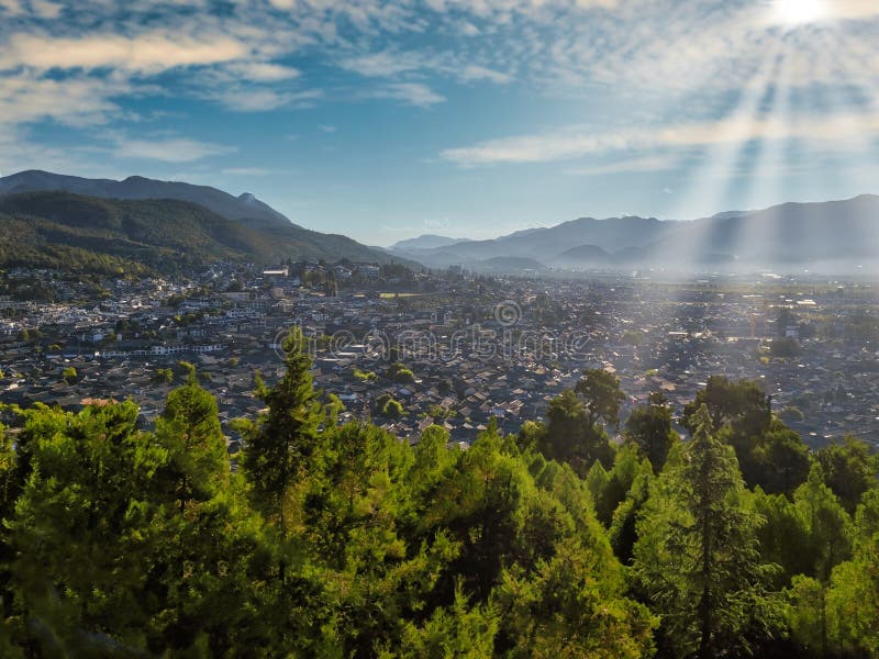 Morning Aerial View of the Old Town Valley Stock Image - Image of ...