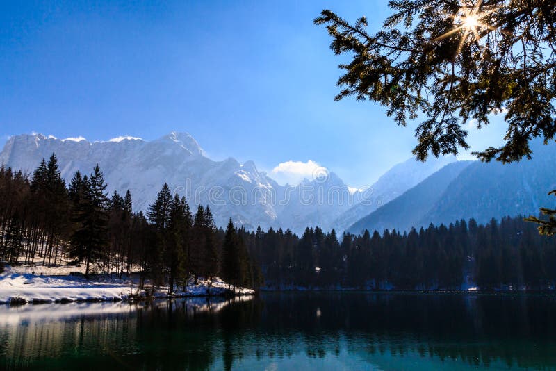Morning Afternoon at the Alpine Lake Stock Image - Image of mangart ...