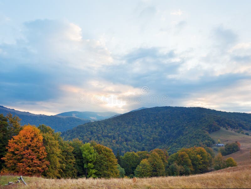 Morning autumn mountain stock photo. Image of carpathian - 16246408