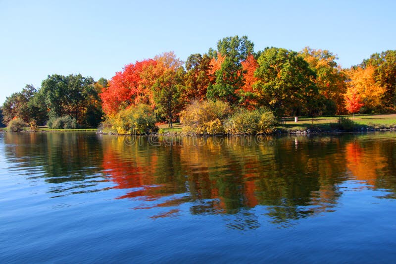 Morning autumn reflection stock image. Image of autumn - 34021703