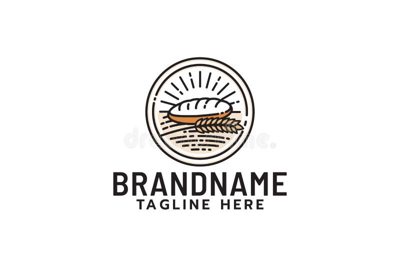 Morning Bakery Logo with a Bread, Wheats, and Sun Stock Vector ...