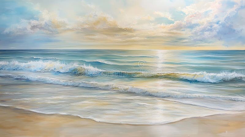 Morning Beach with Calm Waves and Soft Sunlight. Stock Photo - Image of ...