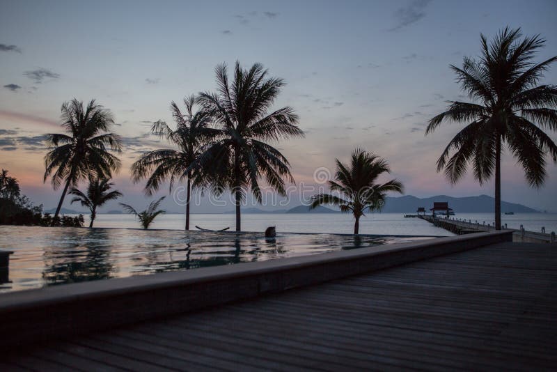 Morning Beach. Morning Swim in the Pool. Stock Image - Image of island ...