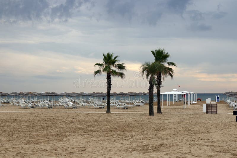 Morning on the Beach Rimini Stock Image - Image of rimini, horizon ...