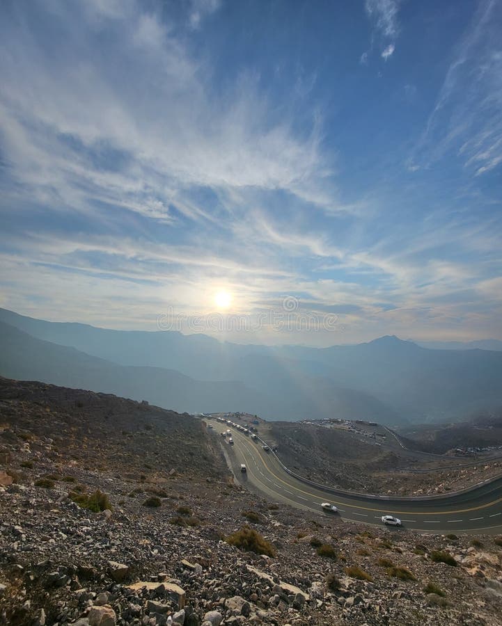 Morning Beautiful Sky View in Jabel Jais Mountain Stock Photo - Image ...