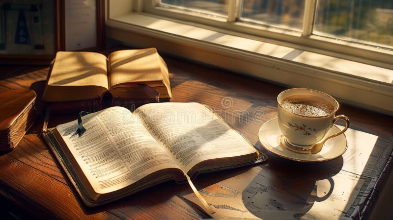 Morning Bible Study with Coffee and Notes Stock Photo - Image of light ...