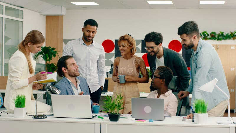 In the Morning at the Break Time in a Modern Office Centre Group of ...