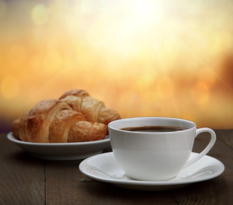 Breakfast with coffee stock image. Image of croissant - 29529135