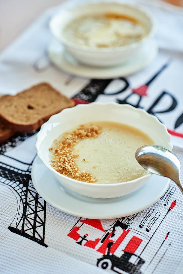 Morning Breakfast Semolina Porridge with Nuts Meal. Stock Image - Image ...