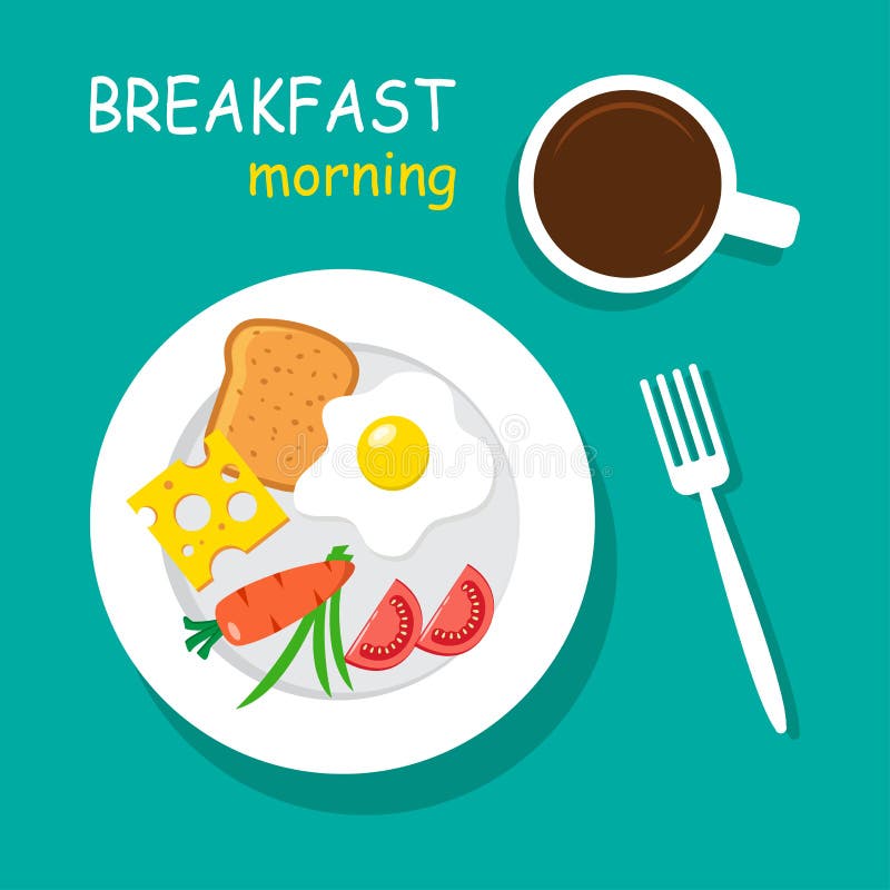 Morning Breakfast Top View. Vector Stock Illustration - Illustration of ...