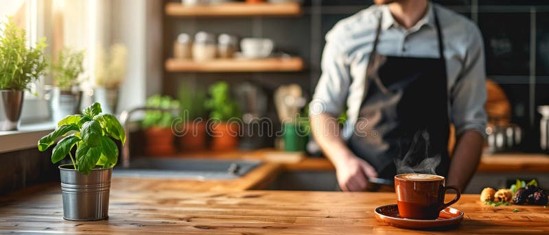 Morning Brew in a Cozy Kitchen Setting Stock Illustration ...