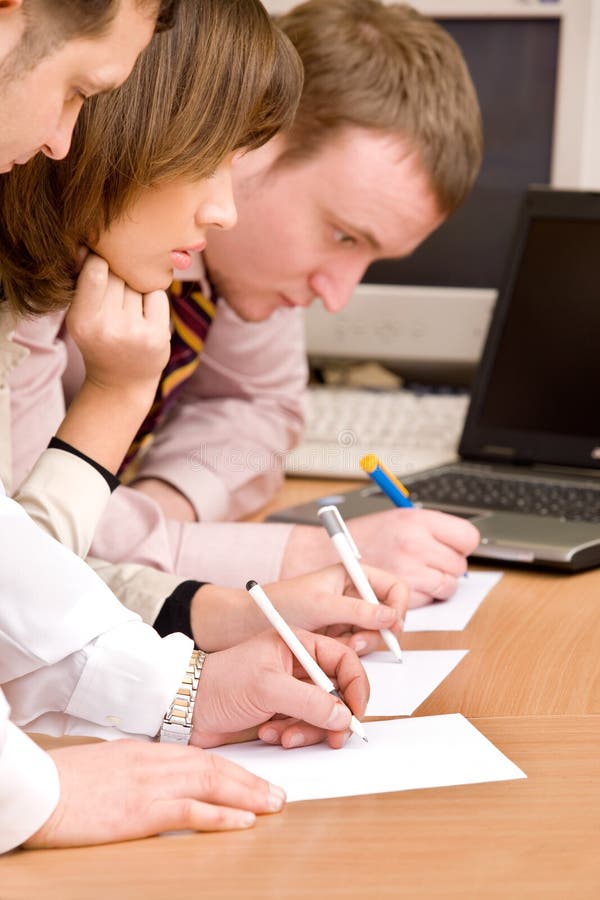 At briefing stock photo. Image of businessman, employee - 5669178