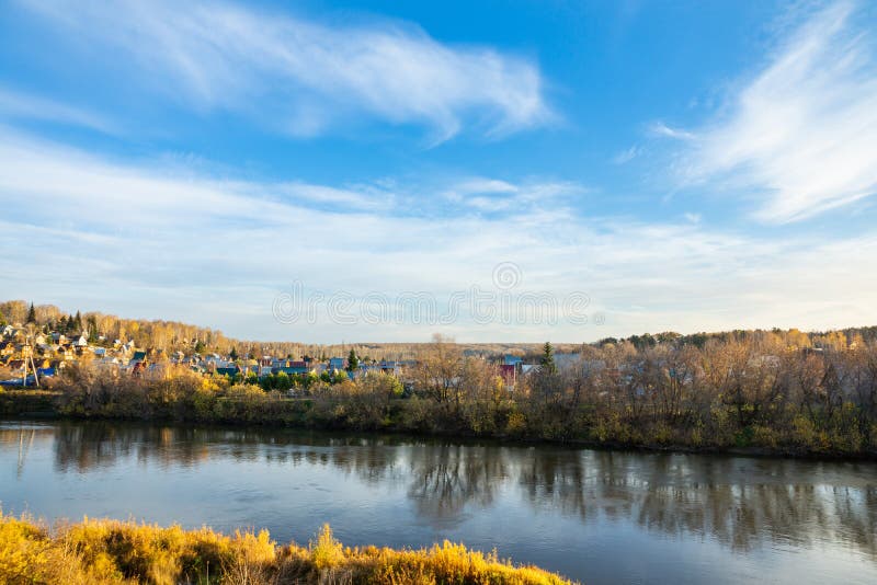 Morning on the Calm River with Forest Stock Image - Image of wild, calm ...